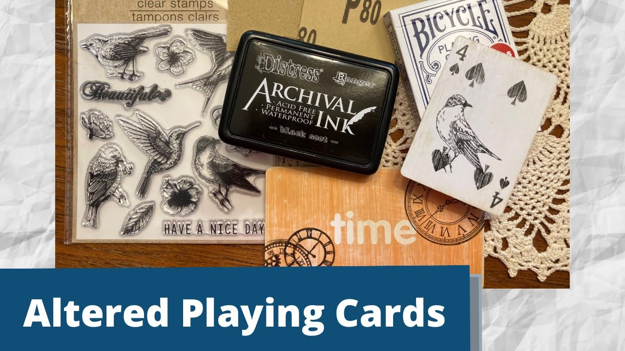 Sanding, Stamping & Playing with Playing Cards for Junk Journals - YouTube
