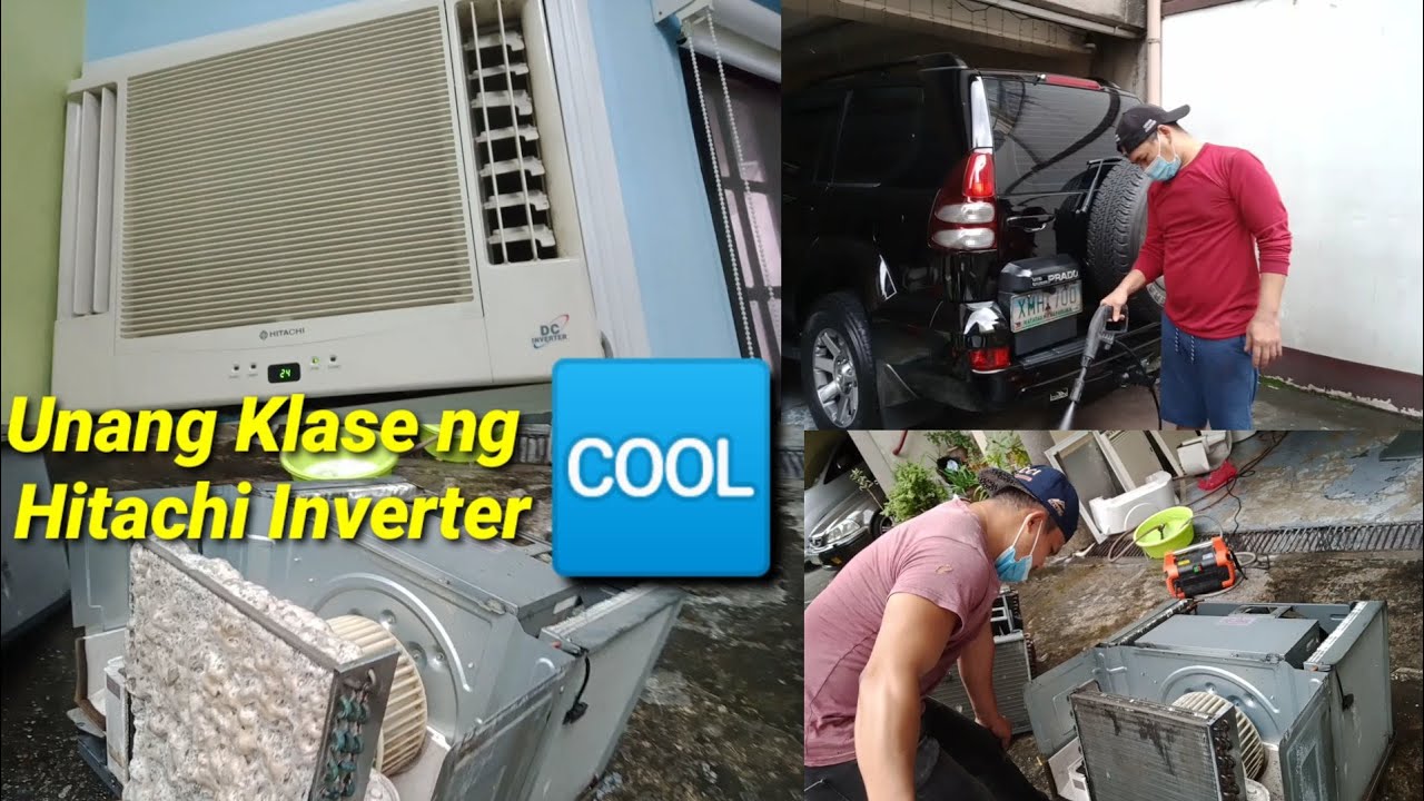 Hitachi Aircon Window Type Inverter Old Model 2.5HP Cleaning - YouTube