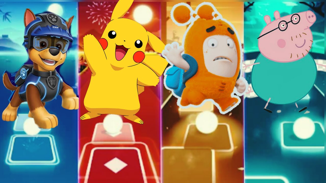 Chase vs Pikachu vs Oddpods vs Peppa Pig - Tiles Hop EDM Rush - YouTube