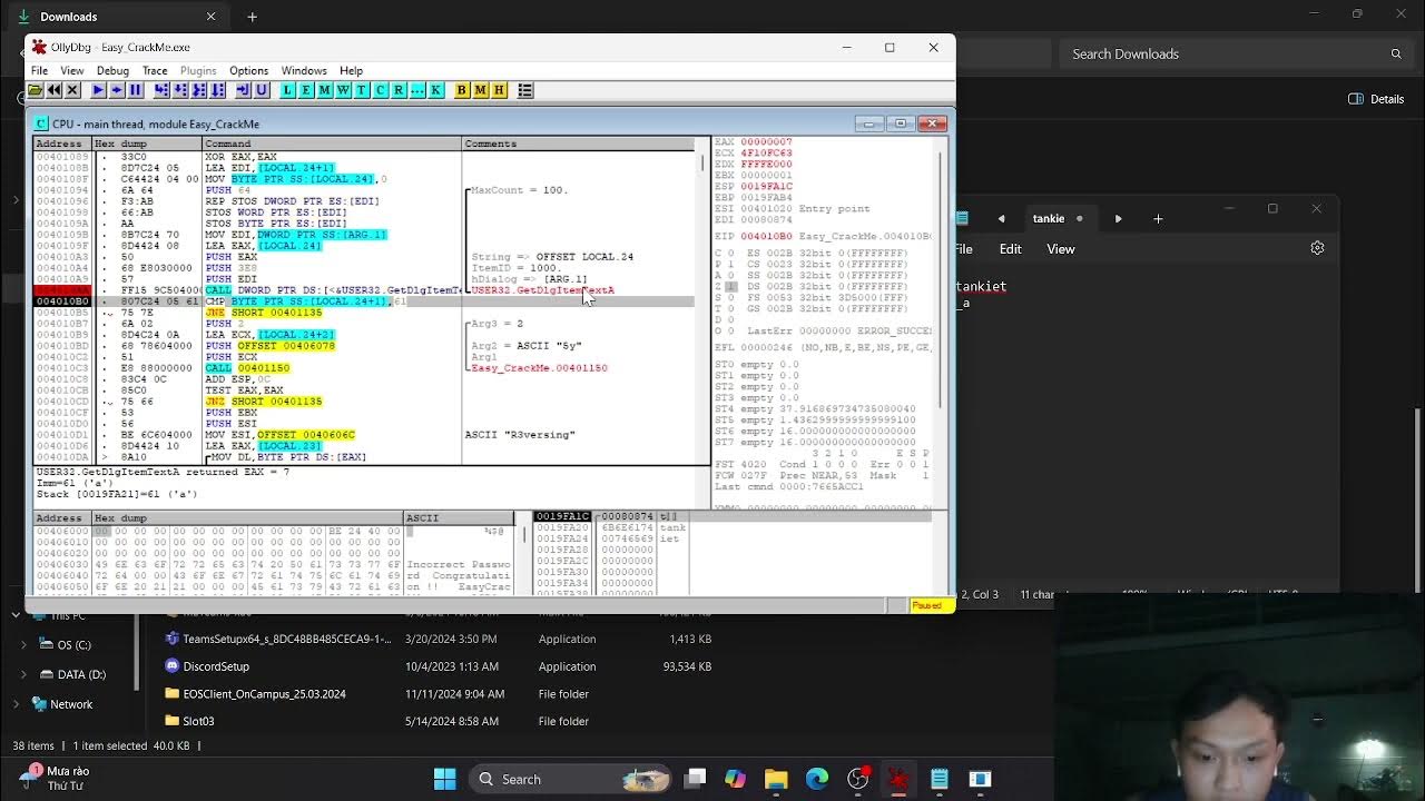 Lab01_EasyCrackMe_CE180280_NguyenTanKiet - YouTube