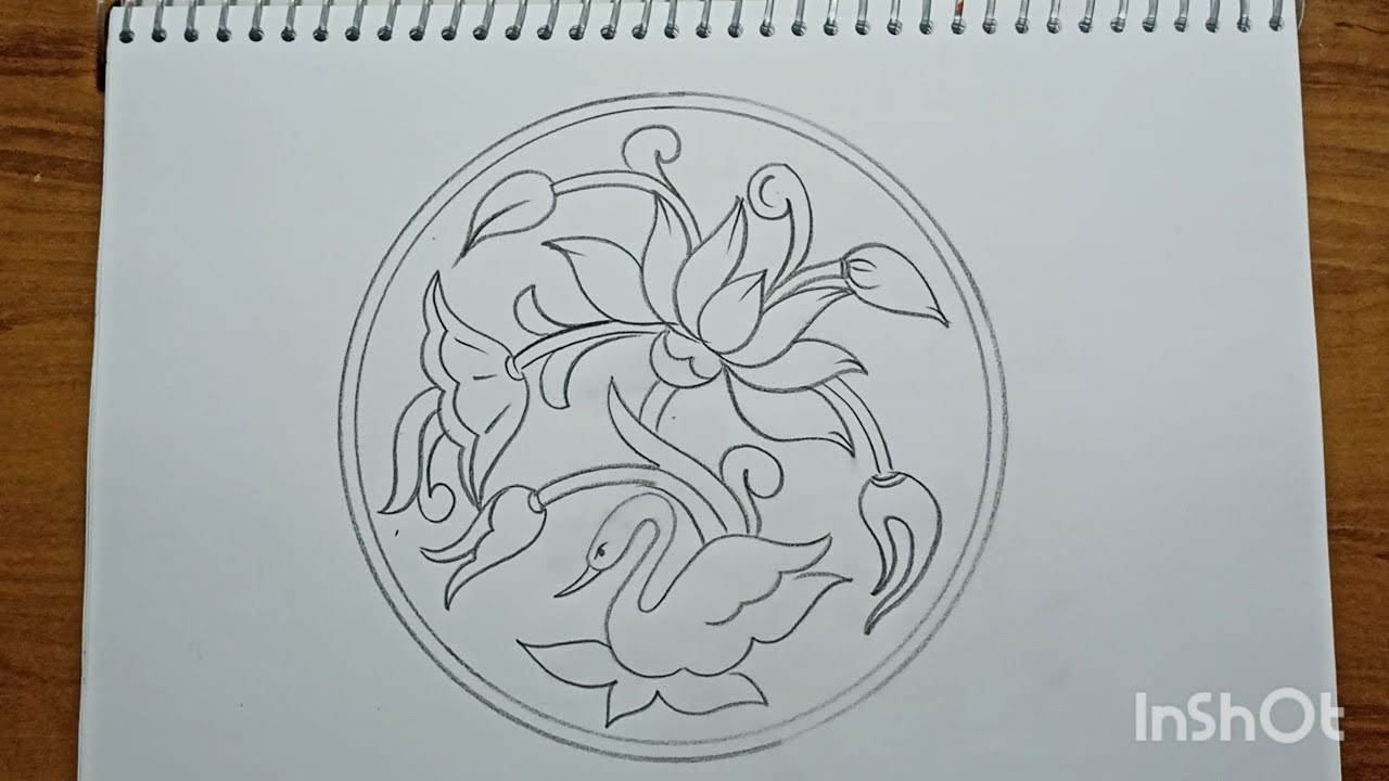 Alekhan|| how to draw Lotus aalekhan drawing in circle - YouTube