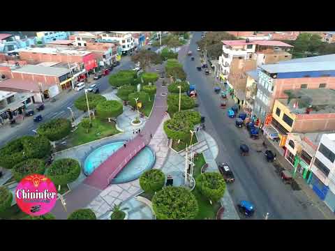 Boulevard y plaza de armas de Casma con el drone de CHININFER