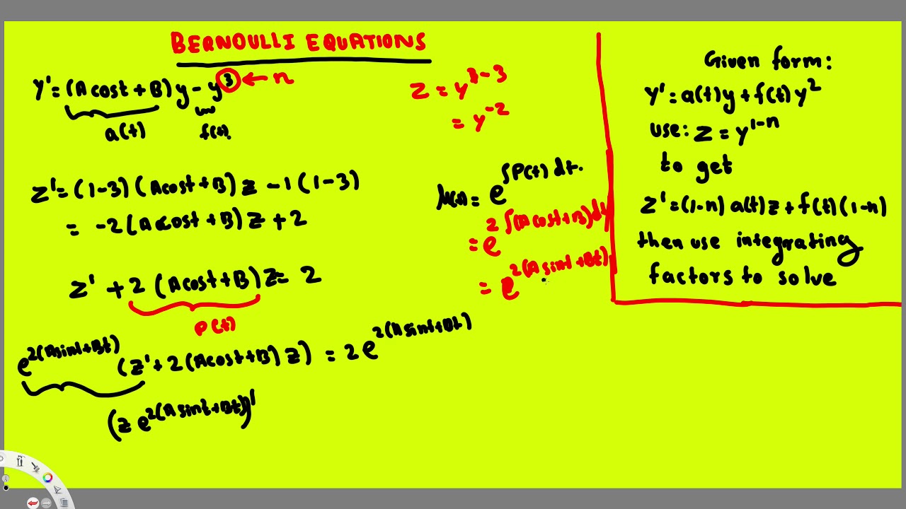Bernoulli Equation for Differential Equations #2 - Differential ...