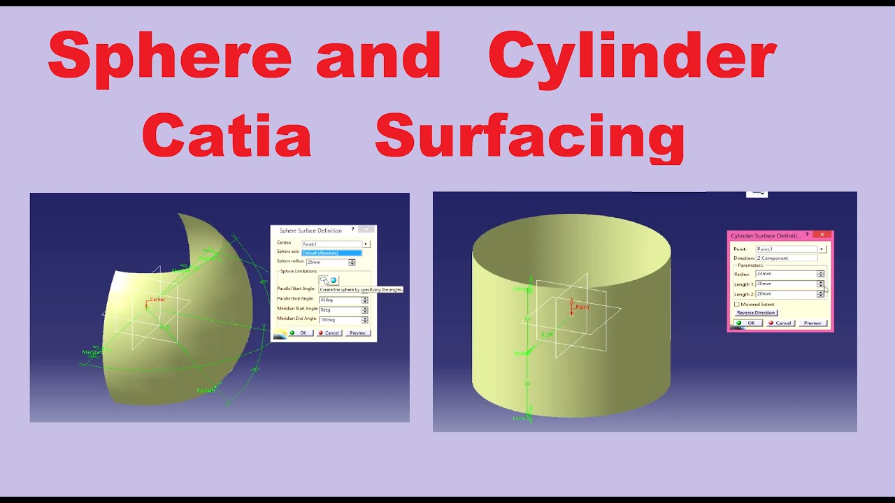 Sphere and Cylinder Command in CATIA Surfacing II Tutorial - 03 - YouTube