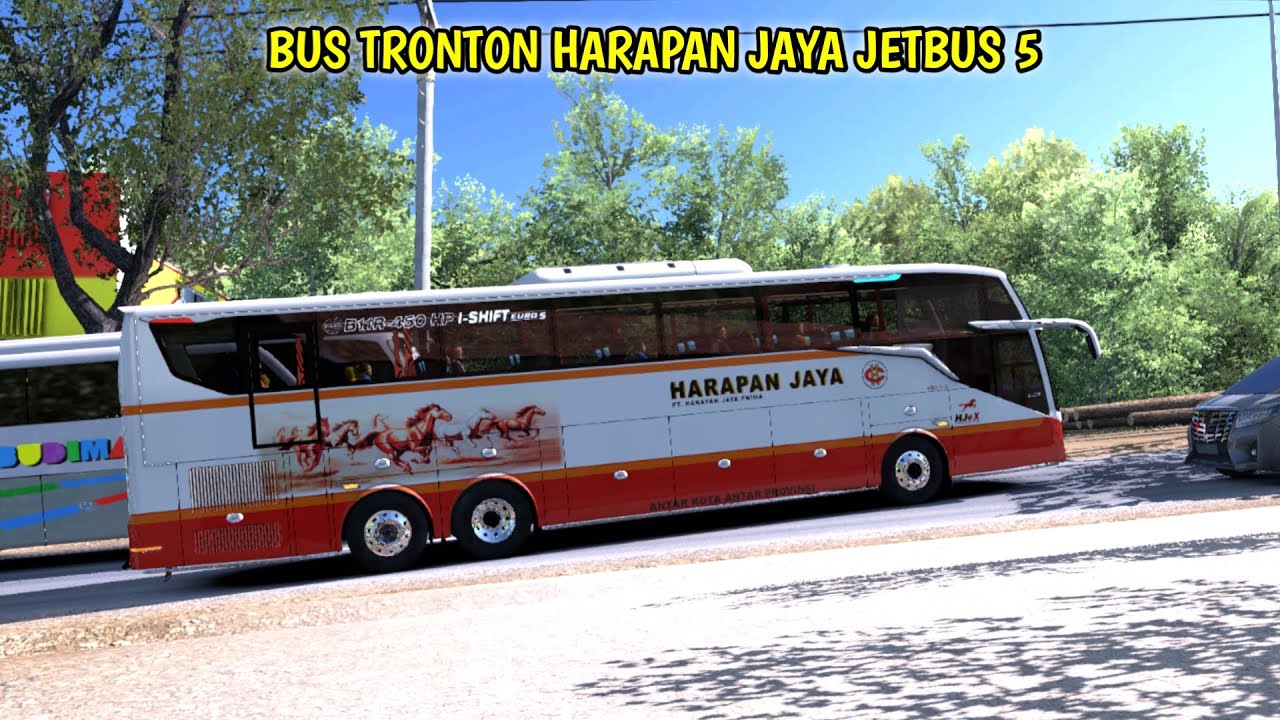 BUS TRONTON HARAPAN JAYA VOLVO B11R-450 HP JETBUS 5 NGEBLONG DI JALUR ...