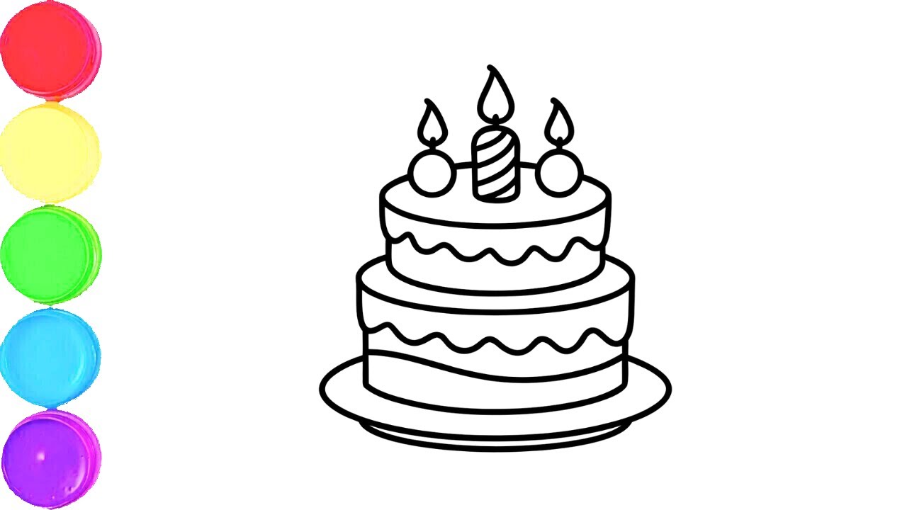 Set Birthday Cakes How to Draw a Birthday Cake - YouTube