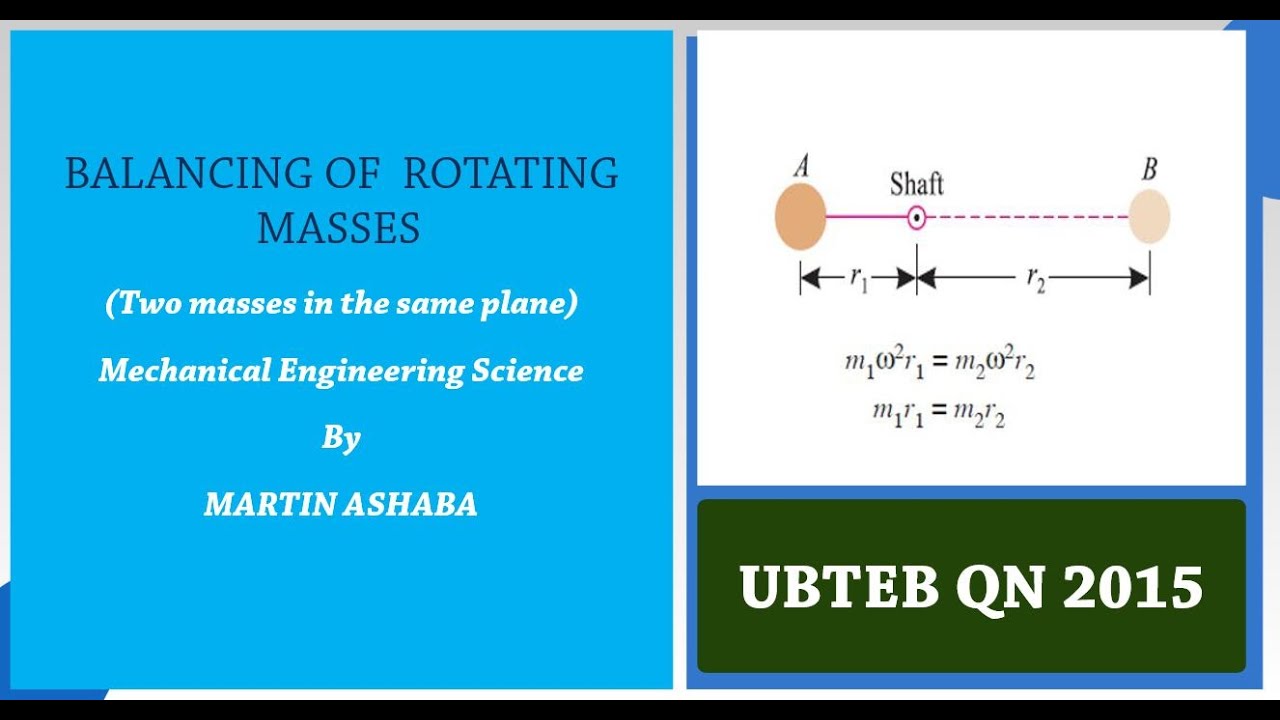 Balancing of two masses in the same plane||Static balance||UBTEB2015 QN ...