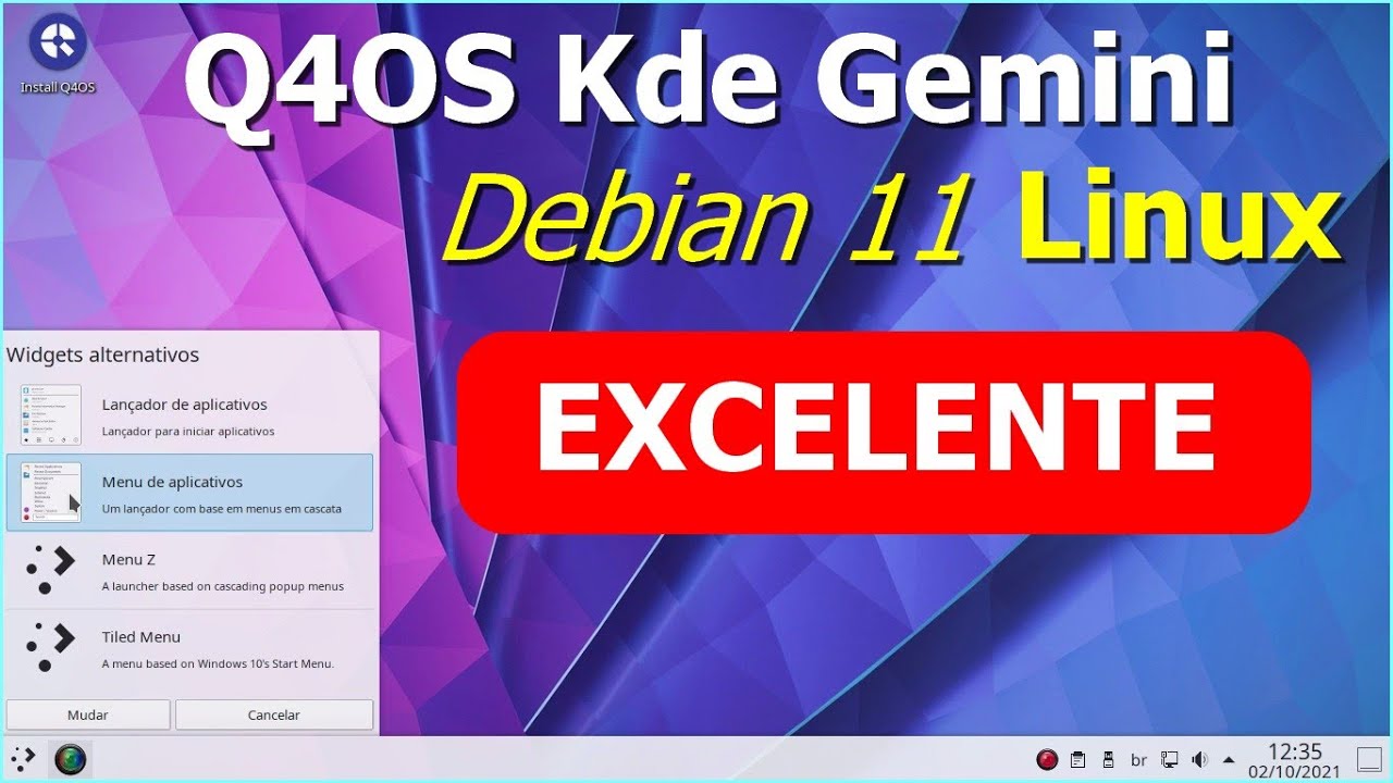 Q4OS KDE Gemini Debian 11 Linux Rápido Leve Amigável Muito bom para ...