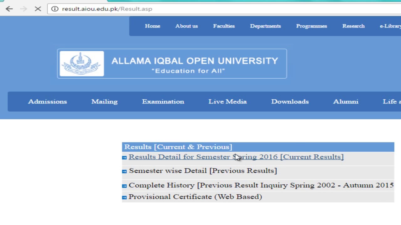 Find result From allama iqbal open university - YouTube