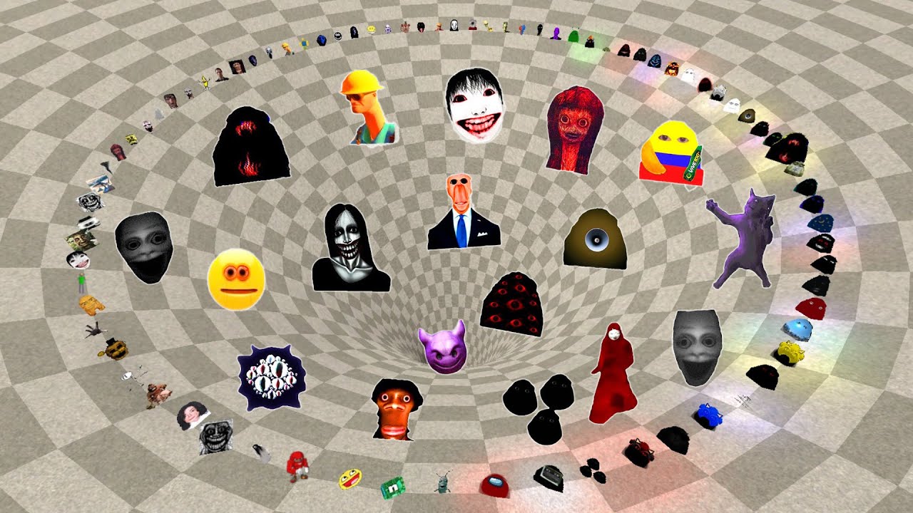 Angry Munci Nextbots, Nextbots Family FALL into a FUNNEL Chasing me in ...