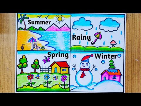 Four Season Drawing /Season sketch drawing for project /How to draw ...