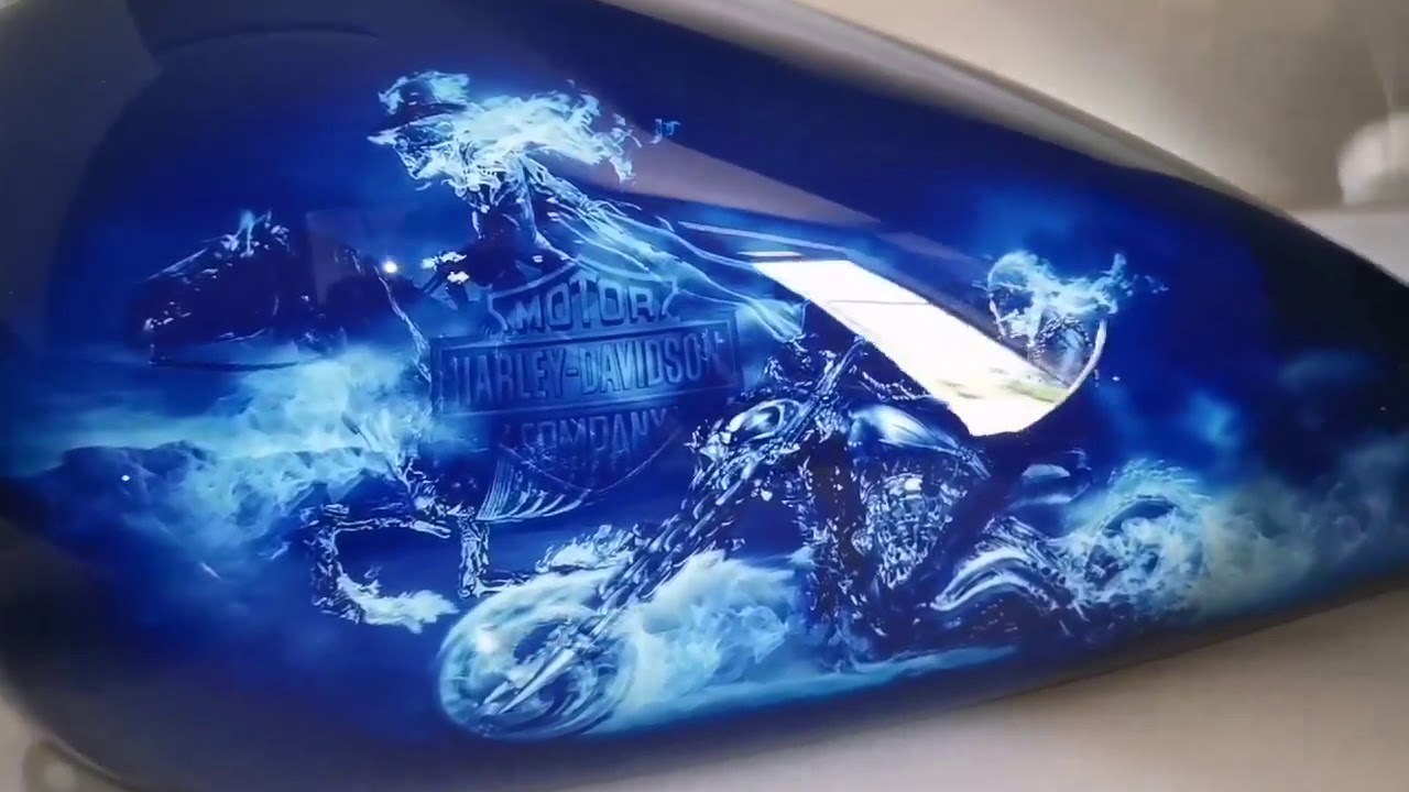 Custom Painted Ghost rider themed Harley - YouTube