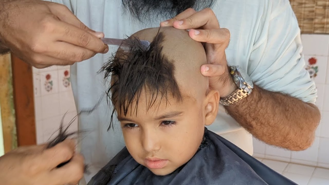 Cute boy smooth head shave ASMR relaxing sound tutorial zaibi barber ...