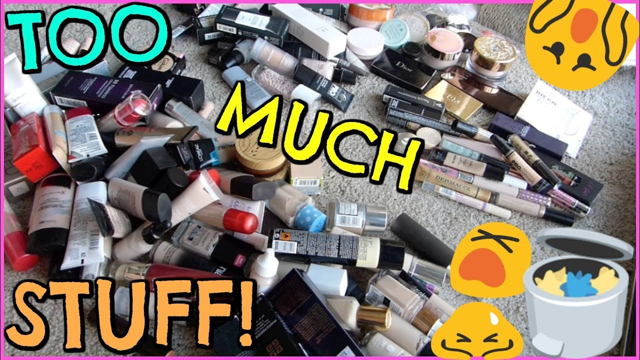 MAKEUP DECLUTTER 2018 | Foundations, Concealers, Primers, & Powders ...