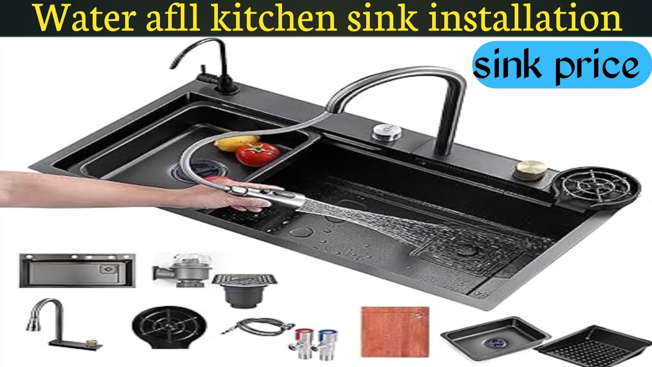 waterfall Kitchen Sink installation| double ball mixture ki fitting ...