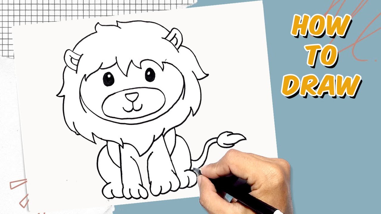 How to Draw Cute Lion - YouTube