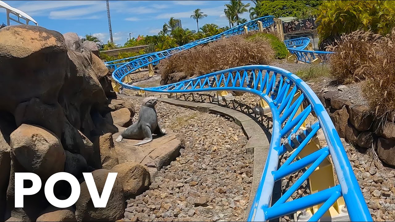 Jet Rescue Front Row POV Sea World Australia Intamin Straddle Coaster ...
