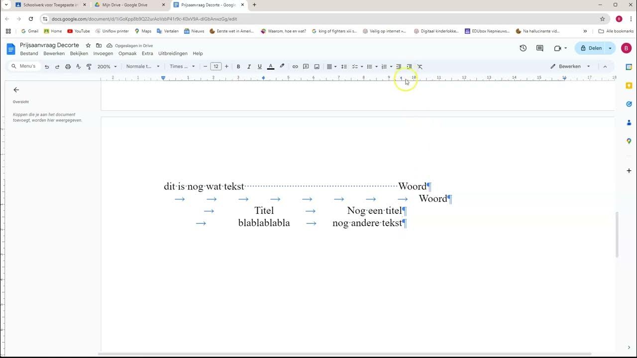Google docs: Werken met tabstops - YouTube