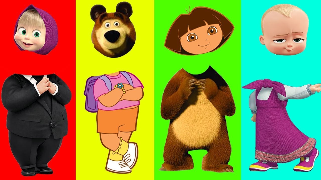 Wrong Heads Dora Masha and Bears Boss Baby Finger Family Songs Learn ...