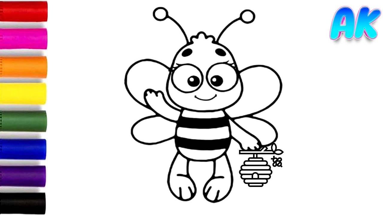 Cute Honey Bee Drawing, Painting, Coloring for Kids & Toddlers | Kids ...