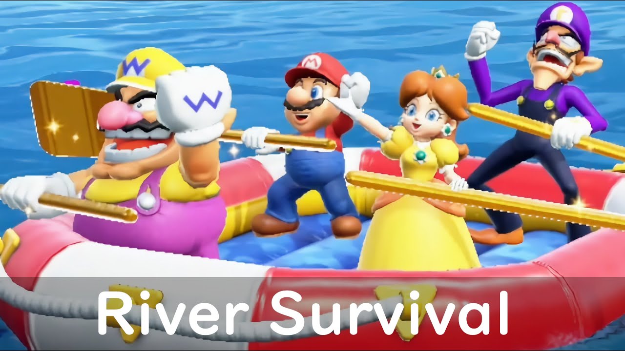 Super Mario Party River Survival Daisy with Wario Waluigi and Mario ...