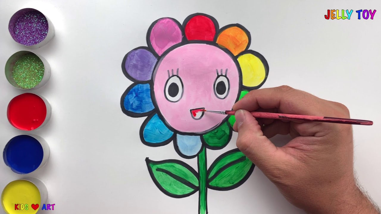 Draw Glitter Toy FLOWER coloring and drawing for Kids, Smile Toddlers ...