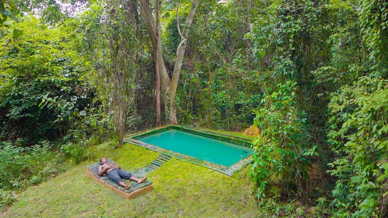 Complete Build Jungle Underground House with Bamboo Swimming Pool by ...