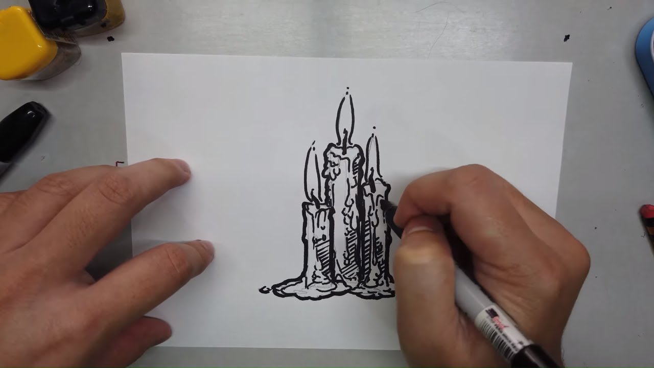 How to draw melting candles [ 4K ] - YouTube