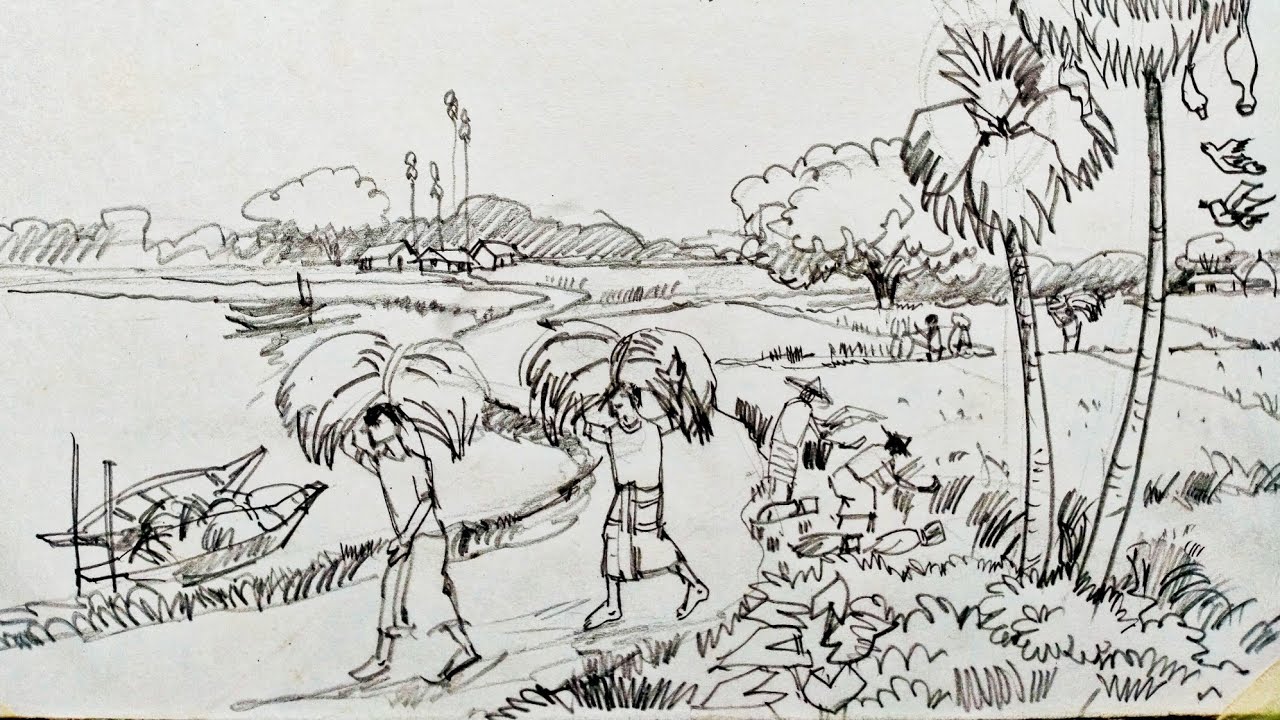 #হেমন্তকাল How to draw #Hemanta #late autumn হেমন্তকালের #দৃশ্য #অংকন ...