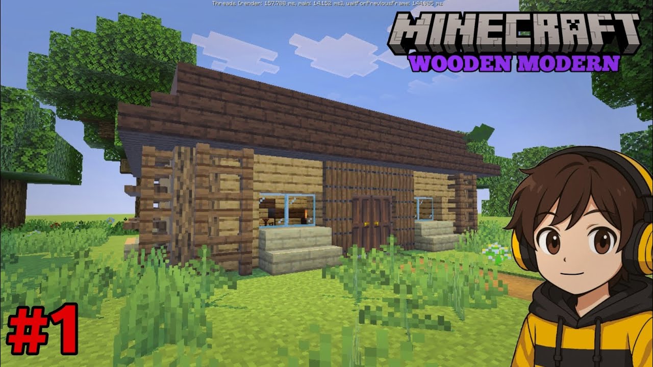 Minecraft Wooden Modern House Tutorial – EP 1 | Easy Starter Base ...