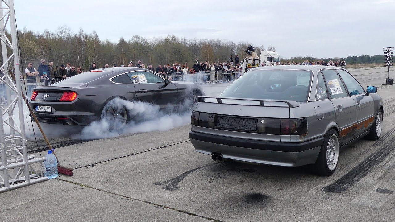 Ford Mustang 2.3 EcoBoost vs Audi 80 B3 Quattro 2.0 16v Turbo 1/4 mile ...