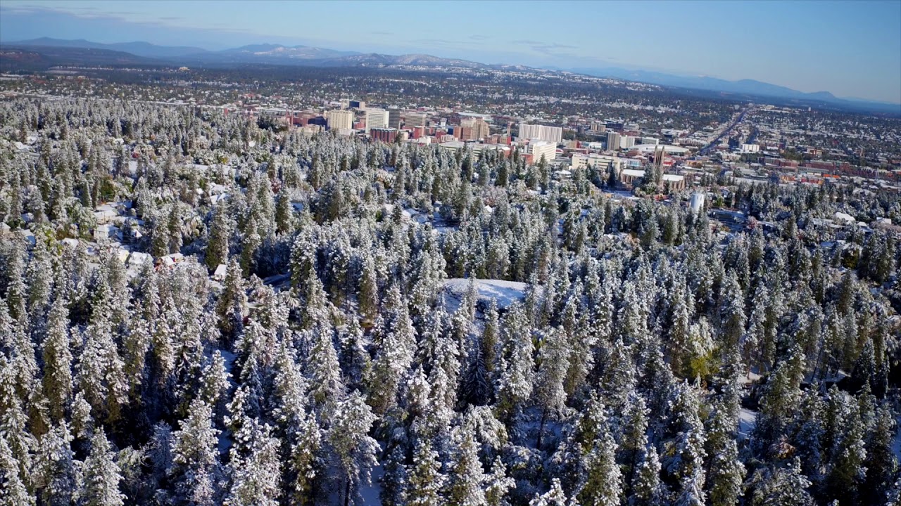 Sky 2 Drone captures rare October snow in Spokane - YouTube