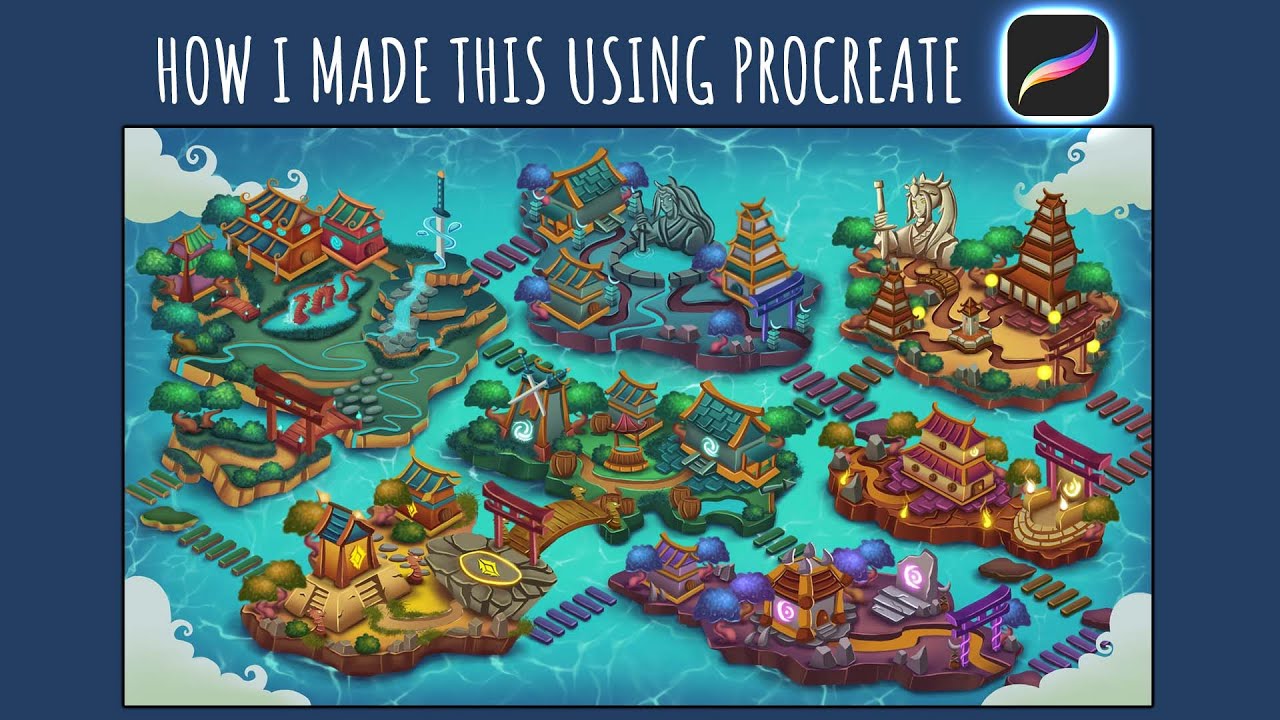 Isometric map illustration using procreate - YouTube