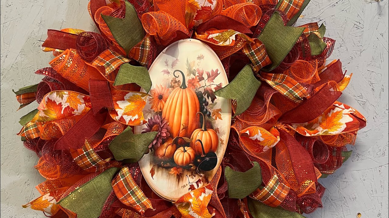 Fall Pumpkins Oval Sign Deco Mesh Wreath |Hard Working Mom |How to ...