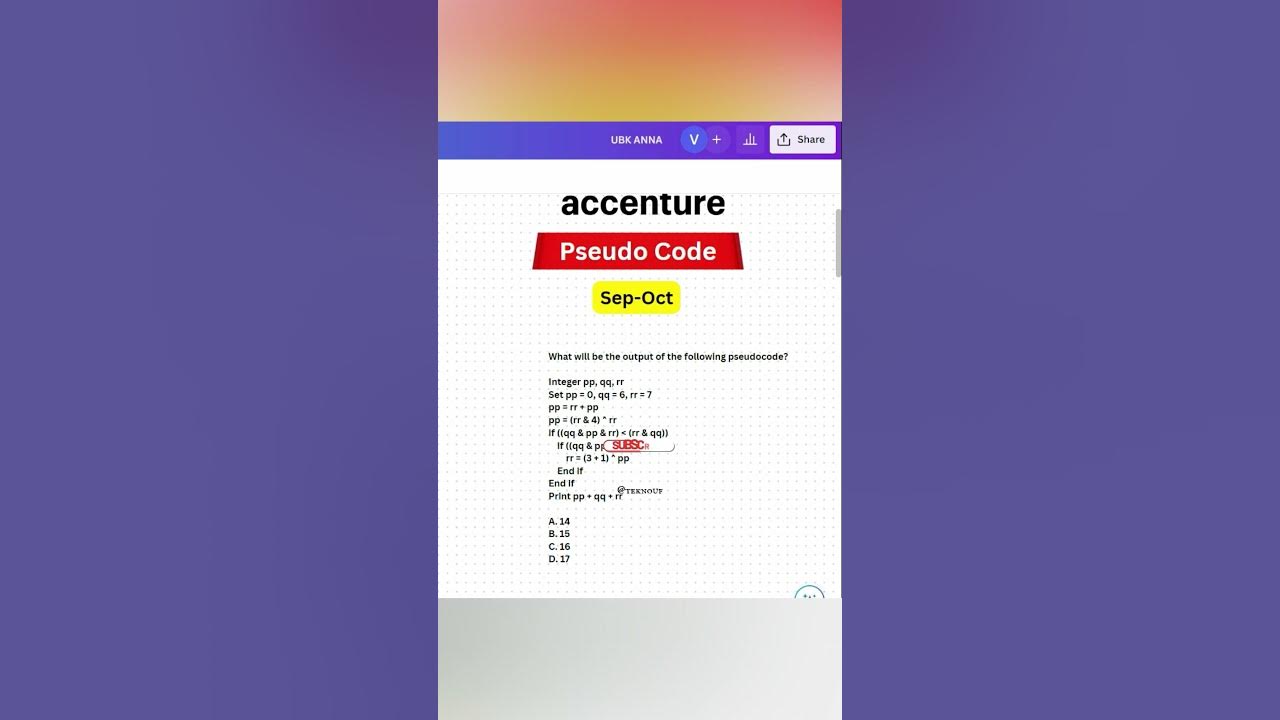 Pseudo Code Accenture On Campus Questions Youtube