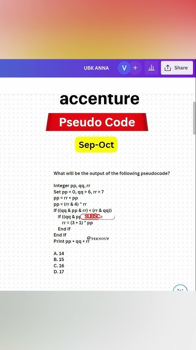 Pseudo Code : Accenture On campus Questions - YouTube