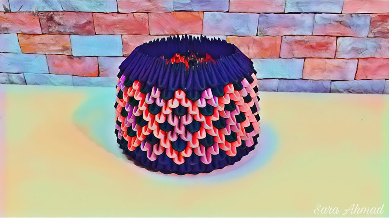 How to make 3d origami Pen holder 71 - YouTube