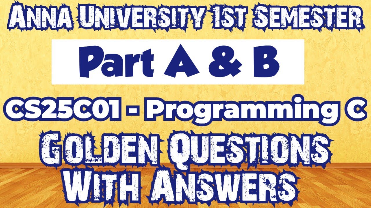 CS25C01|Important questions|Computer Programming in C|Important ...
