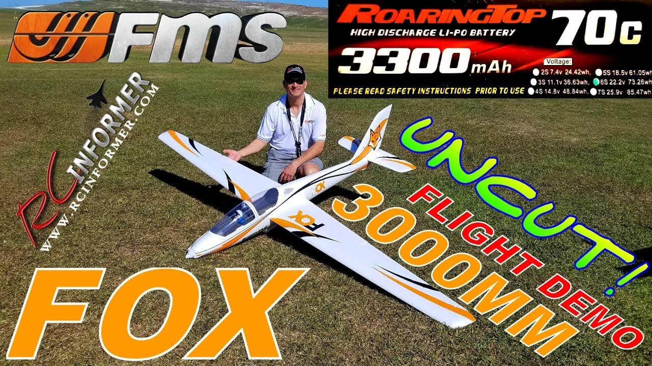 FMS FOX 3000MM FOX Glider & Roaring Top 3300 Lipo By: RCINFORMER - YouTube