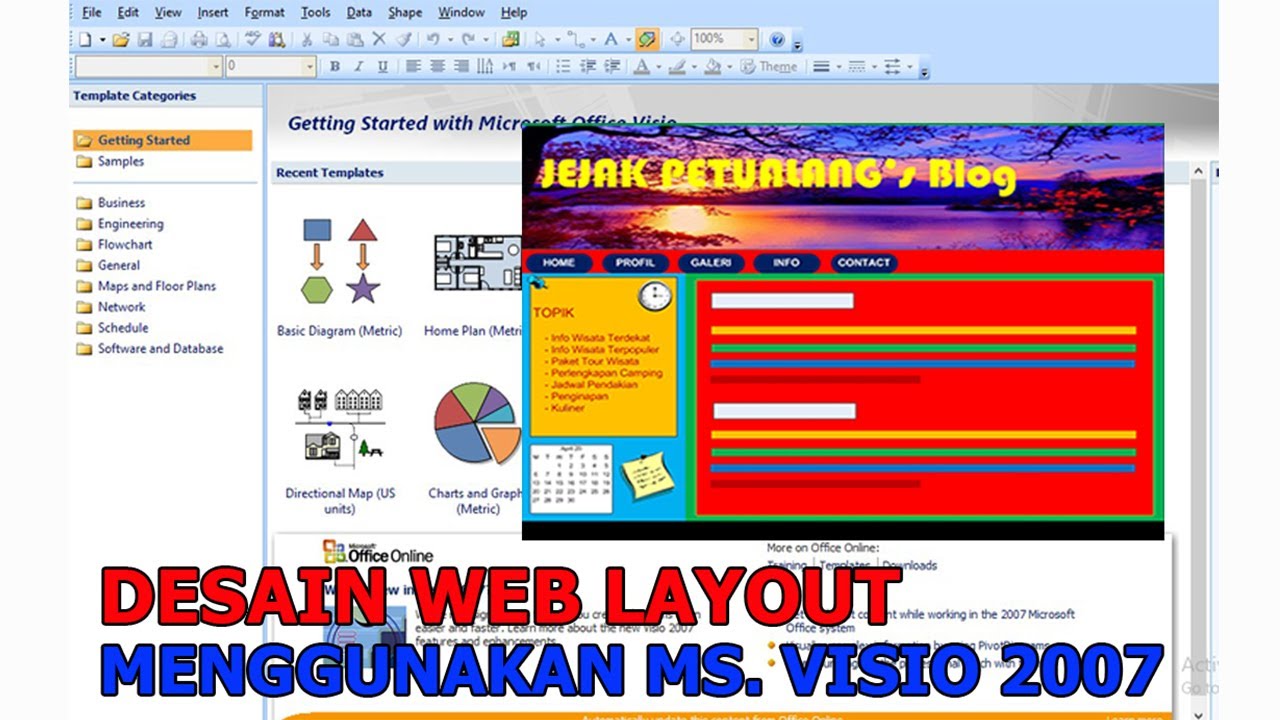 DESIGN WEB LAYOUT MENGGUNAKAN VISIO 2007 - YouTube