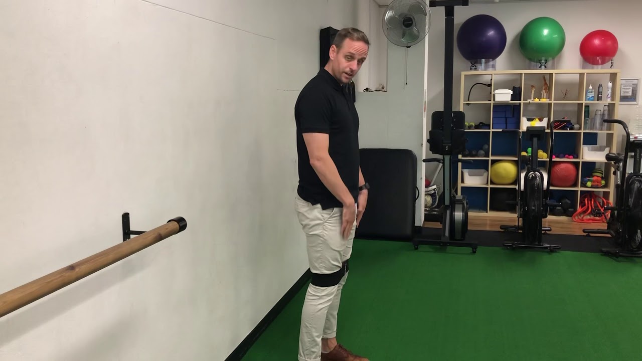 Wall Supported Hip Hinge - Knee Band - YouTube