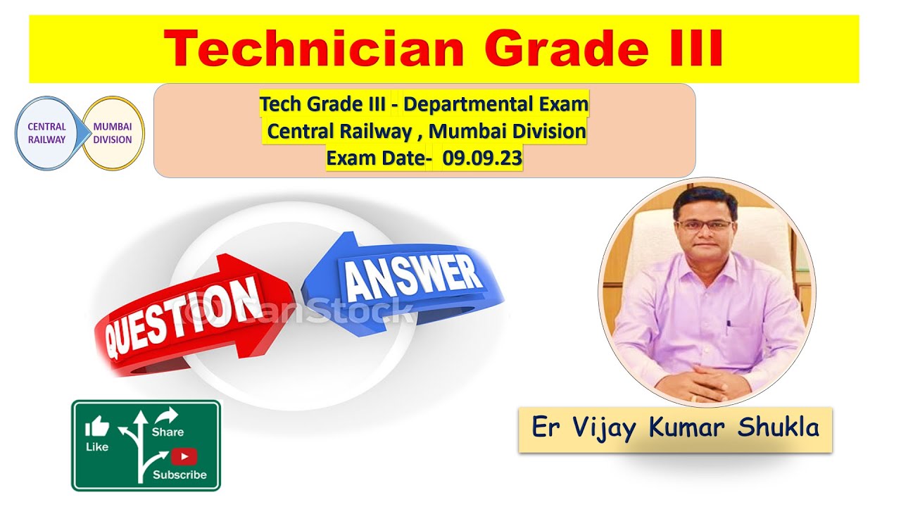 Technician III, 25% Ranker, Junior Engineer (C&W), Question paper with ...