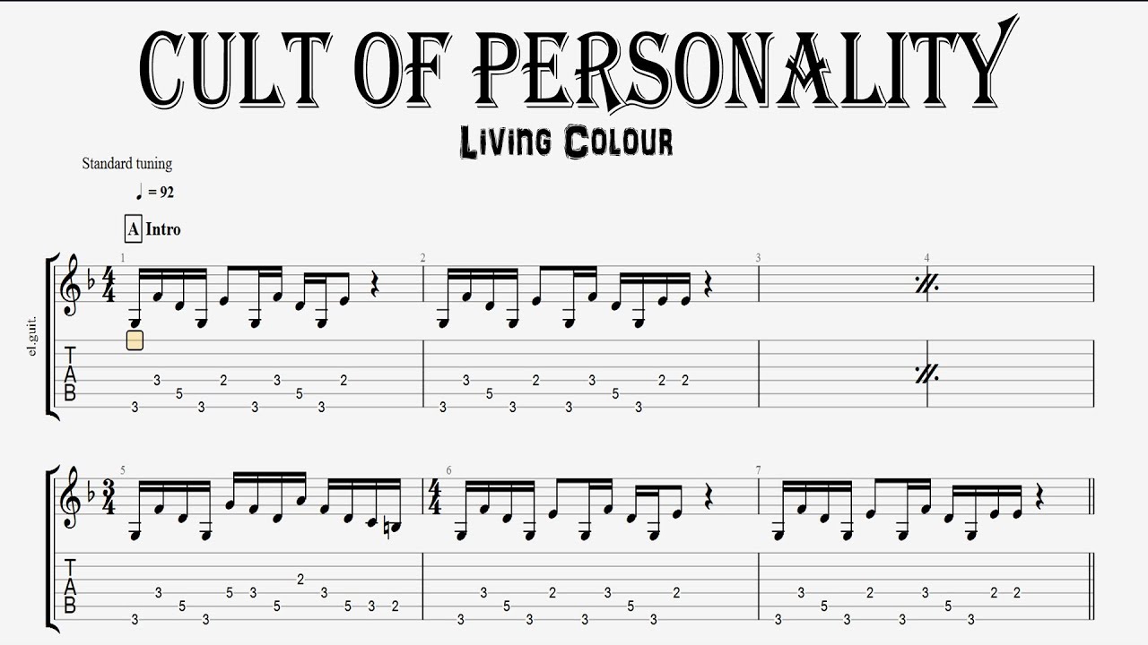 Living Colour - CULT OF PERSONALITY - 1st & 2nd Guitar Solo Tutorial ...
