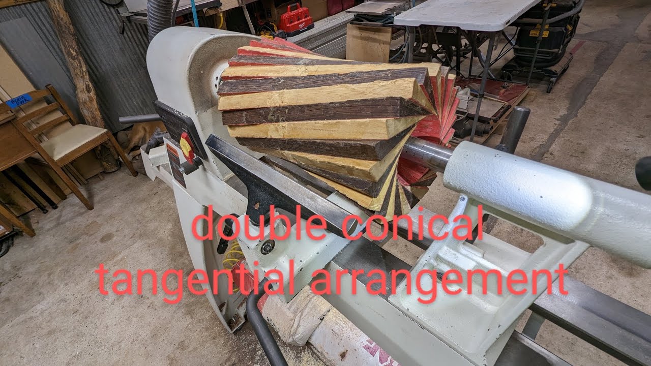 wood turning a double conical tangential arrangement - YouTube