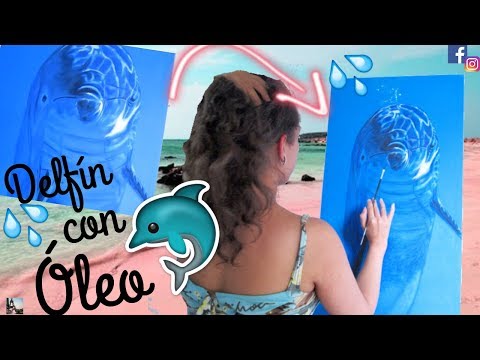 COMO PINTAR UN DELFIN EN EL MAR CON ÓLEO ♡CUADRO PARA DECORAR TU HABITACIÓN