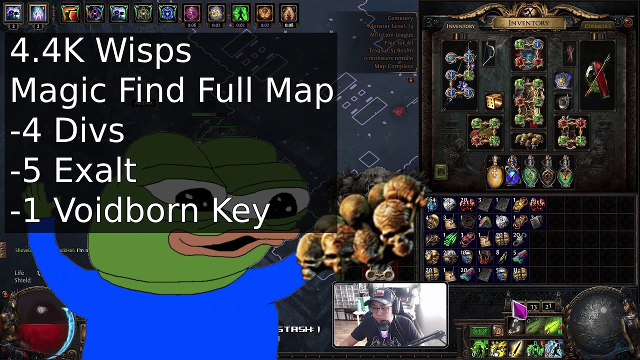 [PoE 3.23] - Magic Find Full Map Example (4.4K Wisp) in T7 Cemetery ...