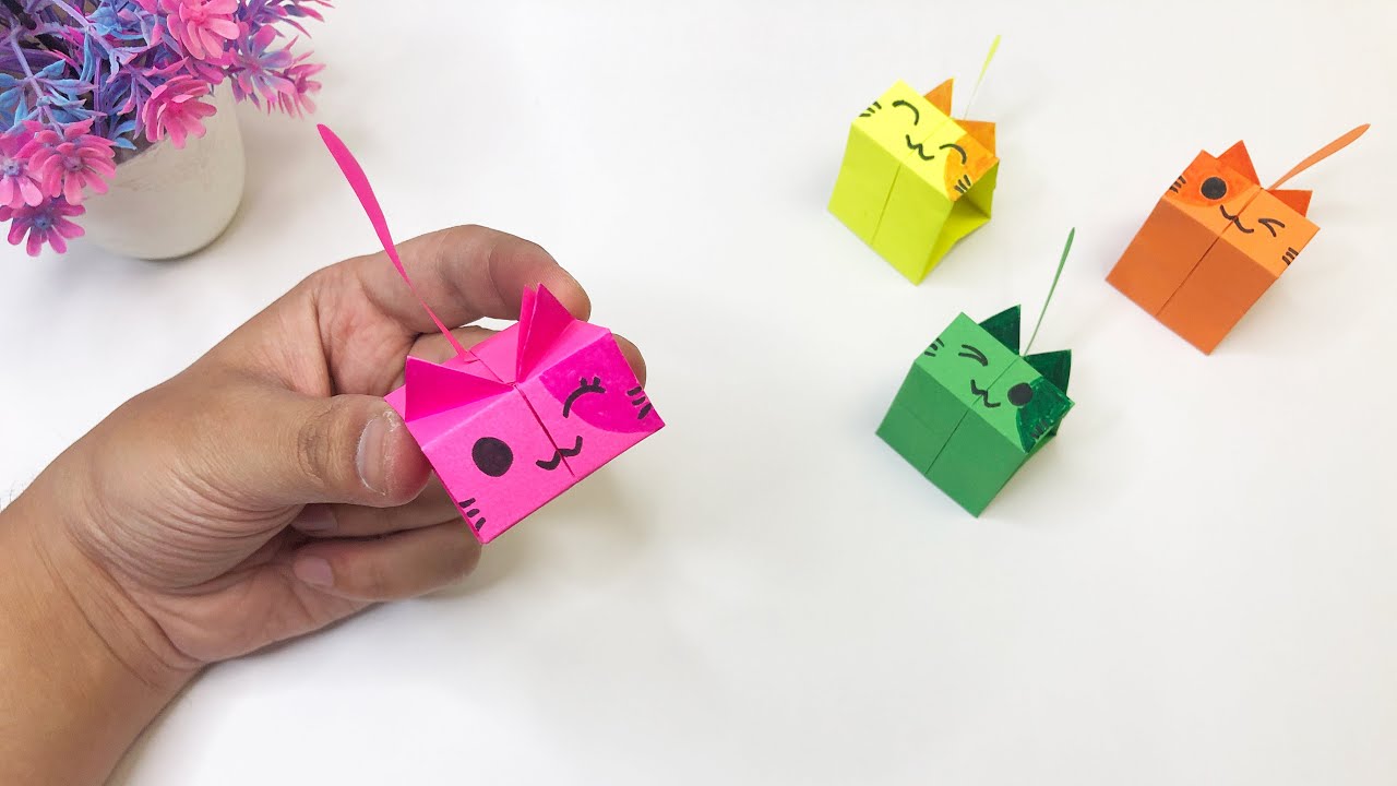 Learn How to Make an Origami Jumping Cat: Easy Paper Toy Craft Tutorial ...