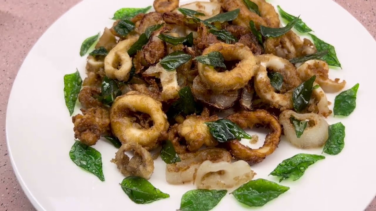 CALAMARI WITH ONION & CURRY LEAVES - YouTube