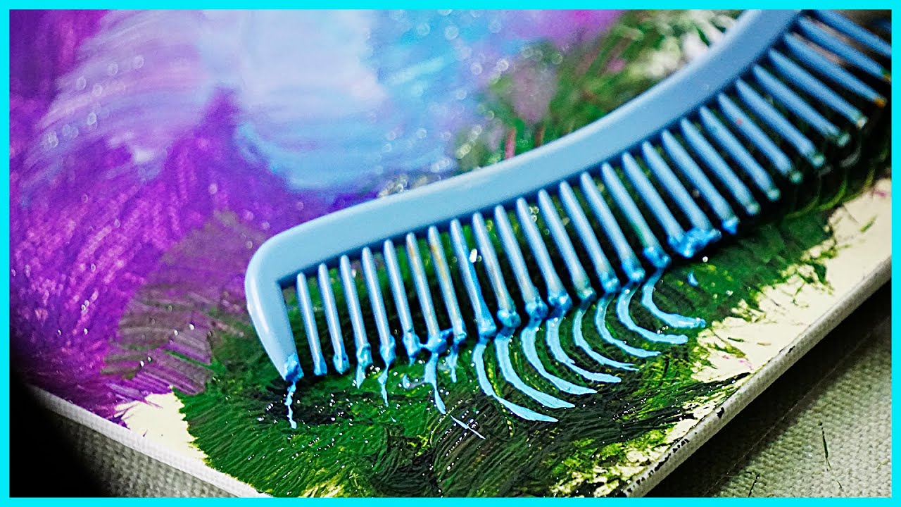 How to paint flowers with a comb and toothbrush | Autumn Landscape ...