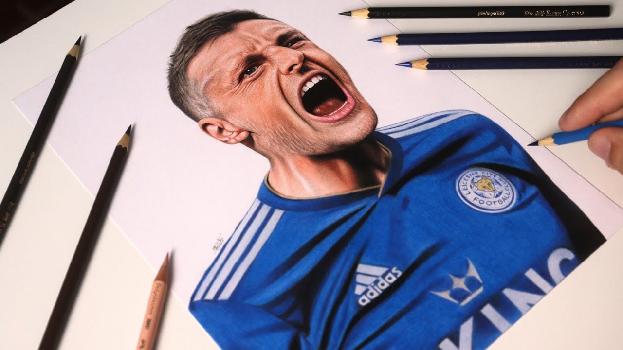 Desenhando o Jamie Vardy | Leicester City (drawing realistic) - YouTube